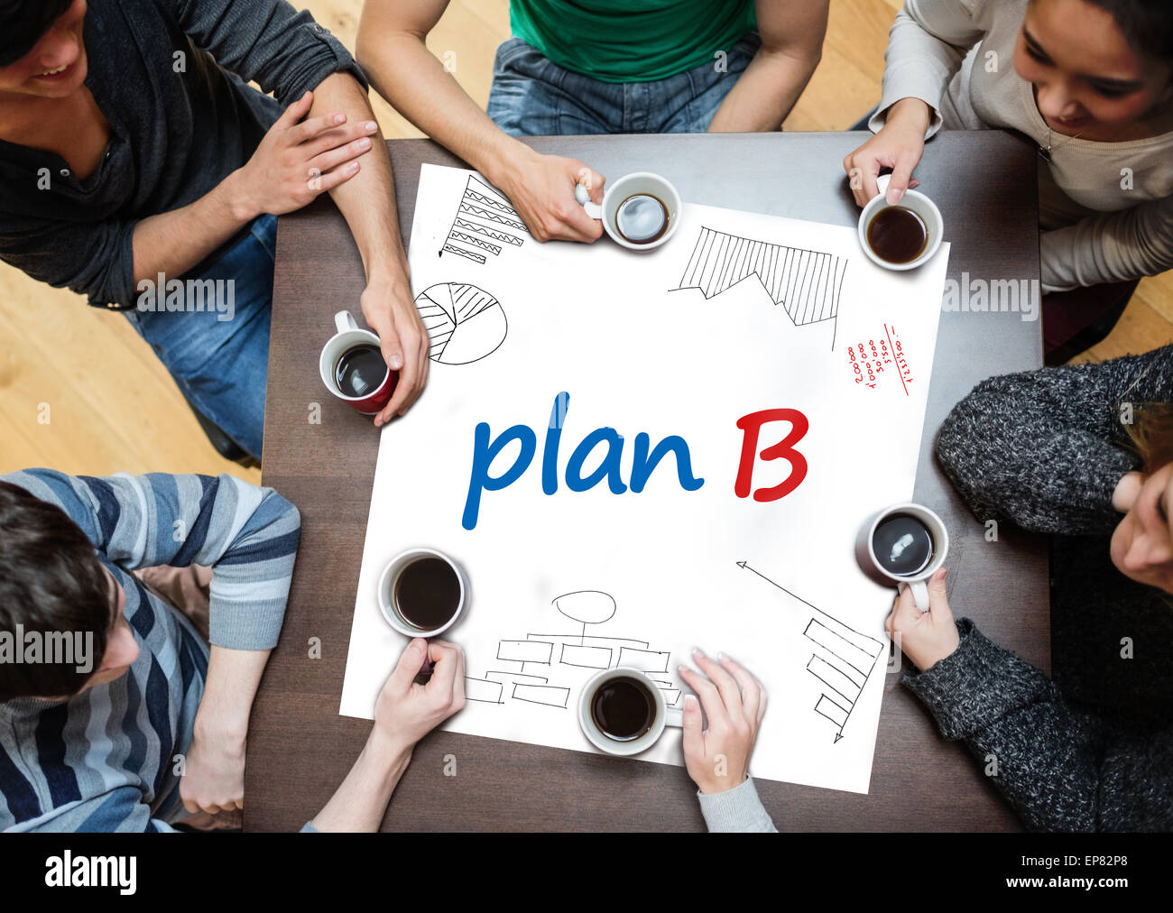 Plan b written on a poster with drawings of charts Stock Photo - Alamy
