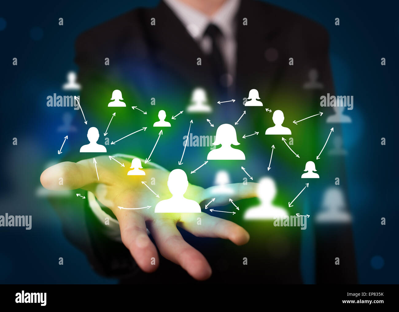 Young businessman presenting modern technology social network map Stock ...