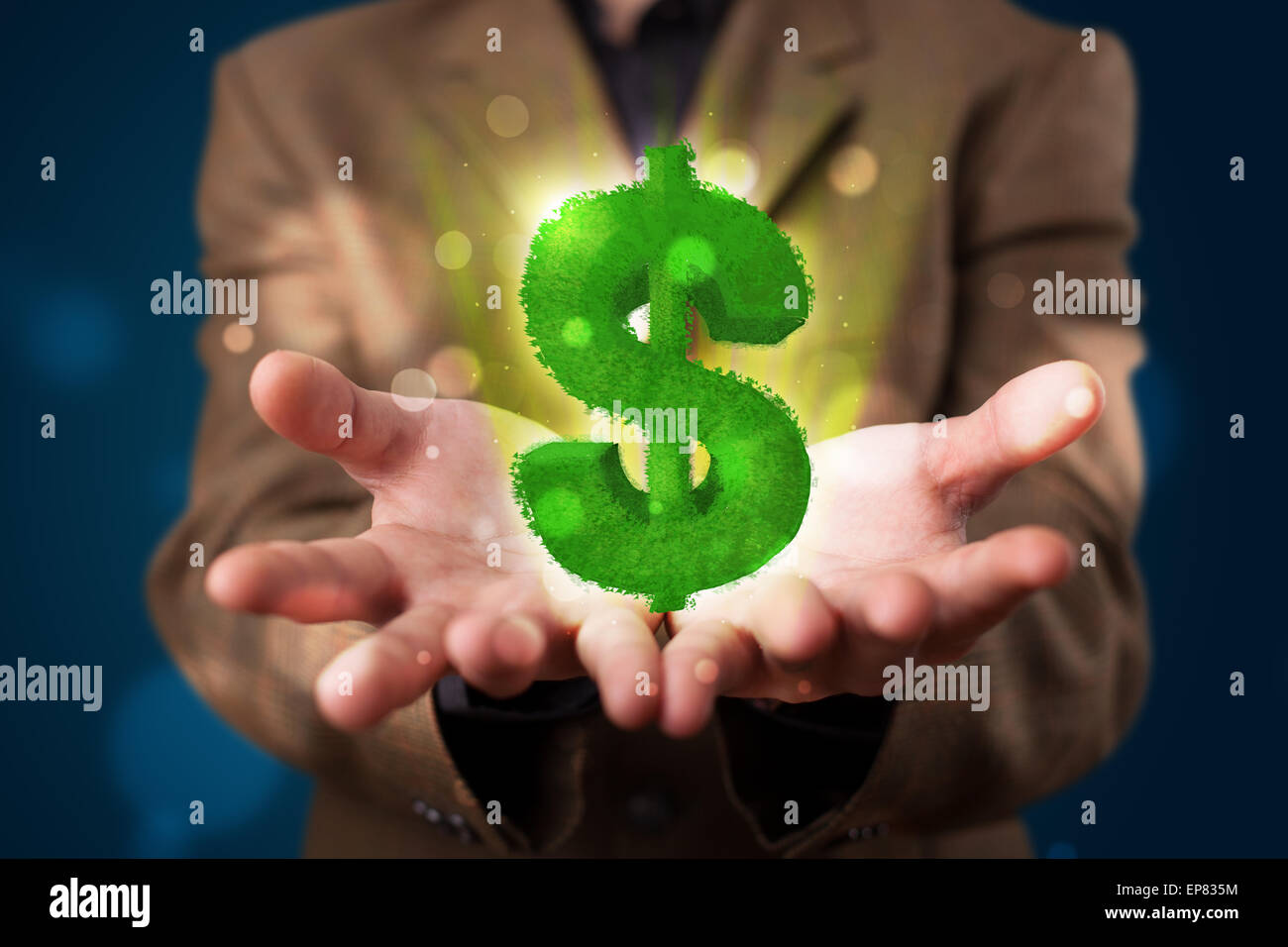 Young businessman presenting green glowing dollar sign Stock Photo - Alamy Young businessman presenting green glowing dollar sign Stock Photo - Alamy