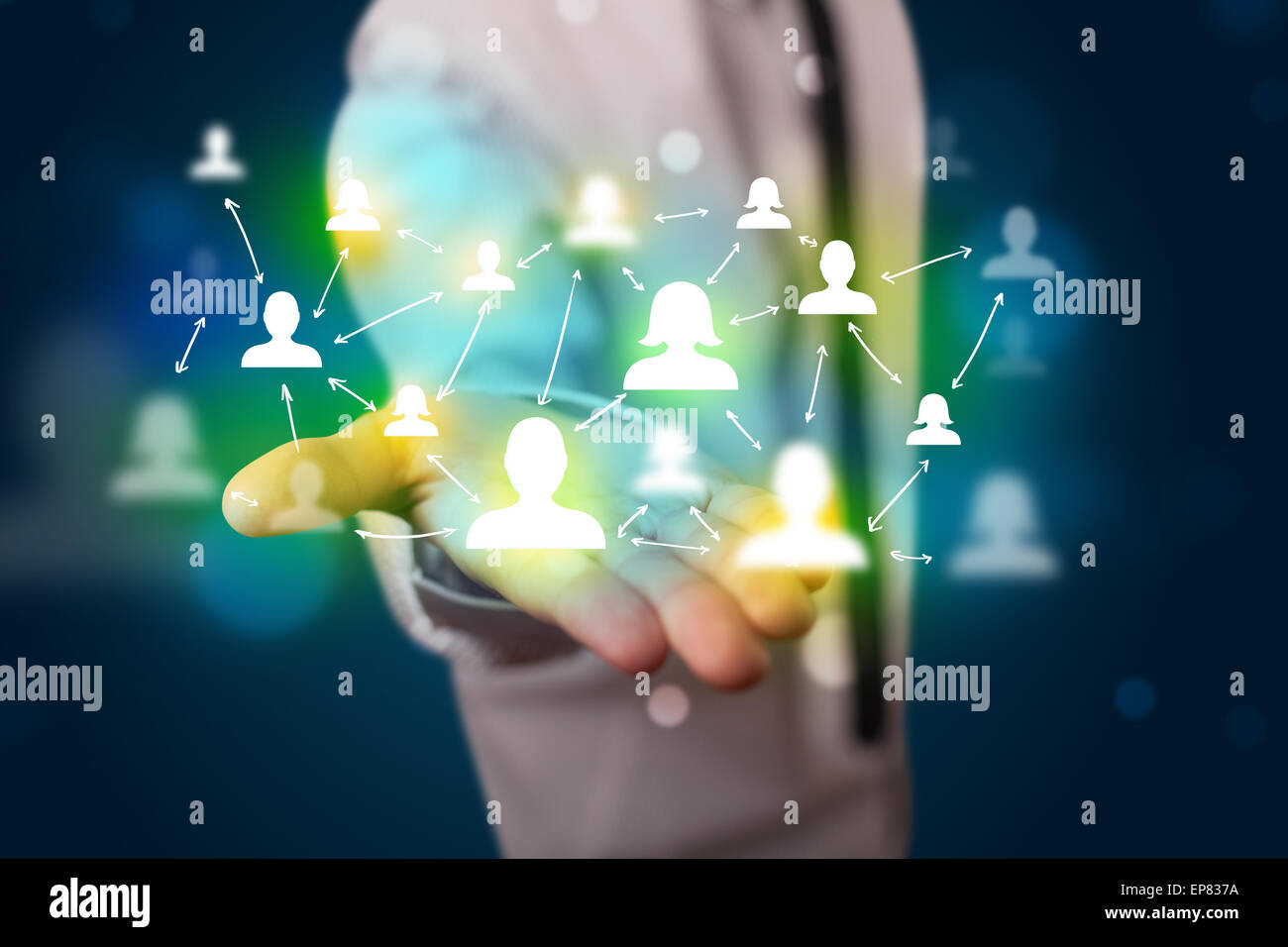 Young businessman presenting modern technology social network map Stock ...