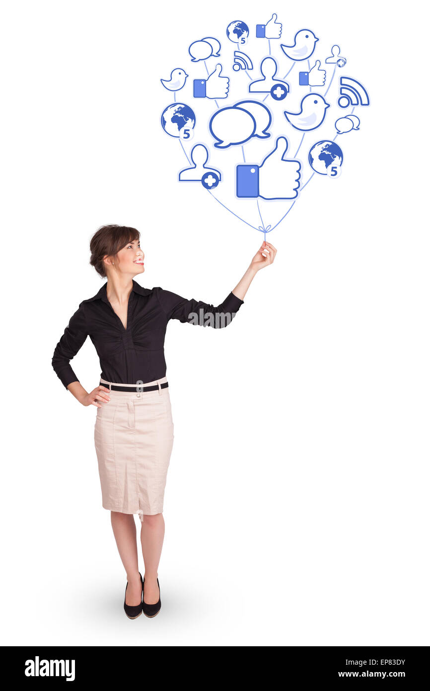 Happy woman holding bubble Cut Out Stock Images & Pictures - Alamy