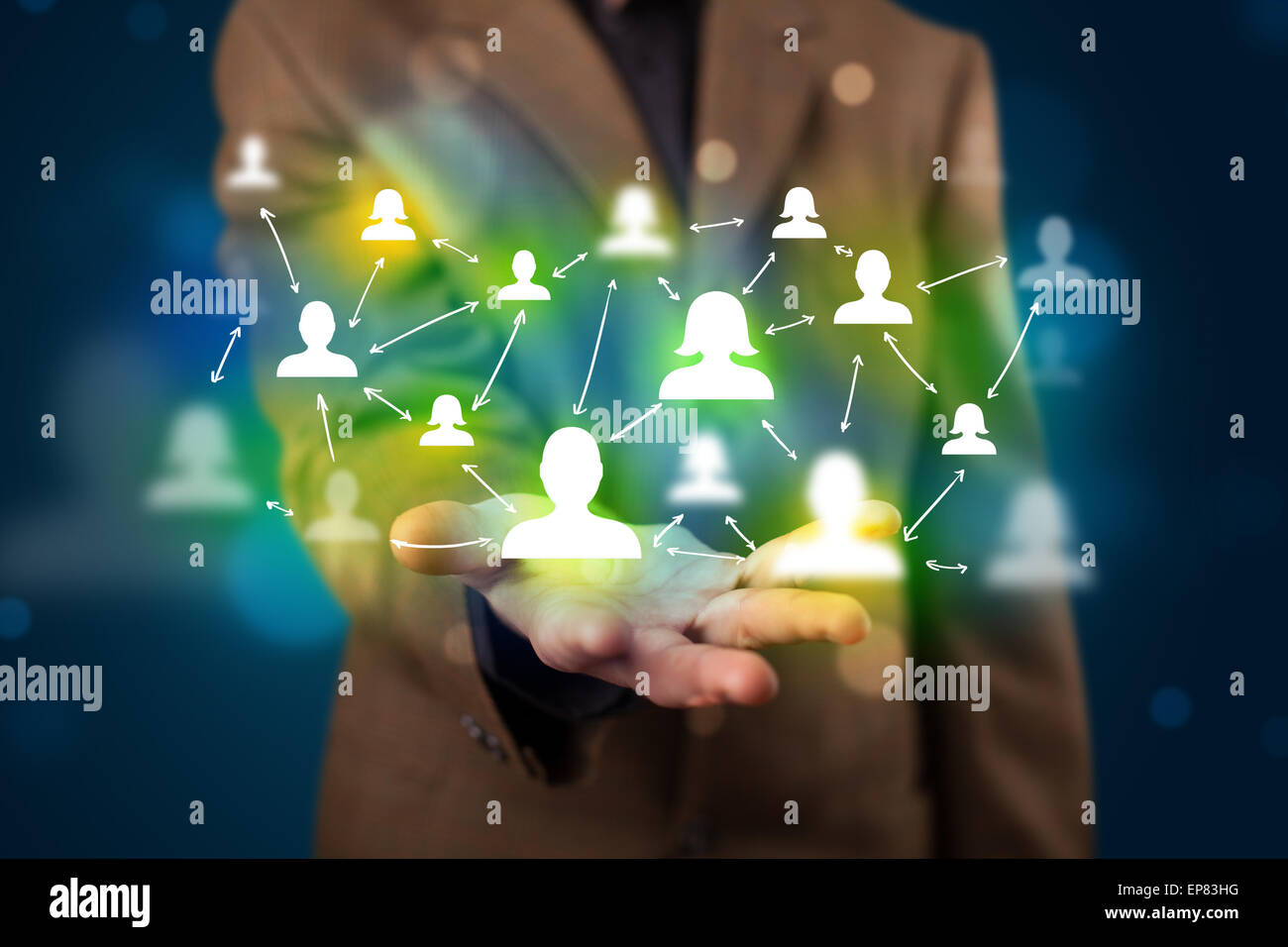 Young businessman presenting modern technology social network map Stock ...