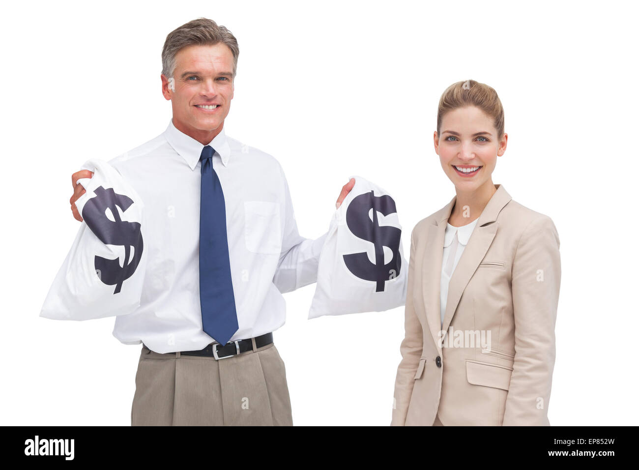 Smart businessman holding money Cut Out Stock Images & Pictures - Alamy