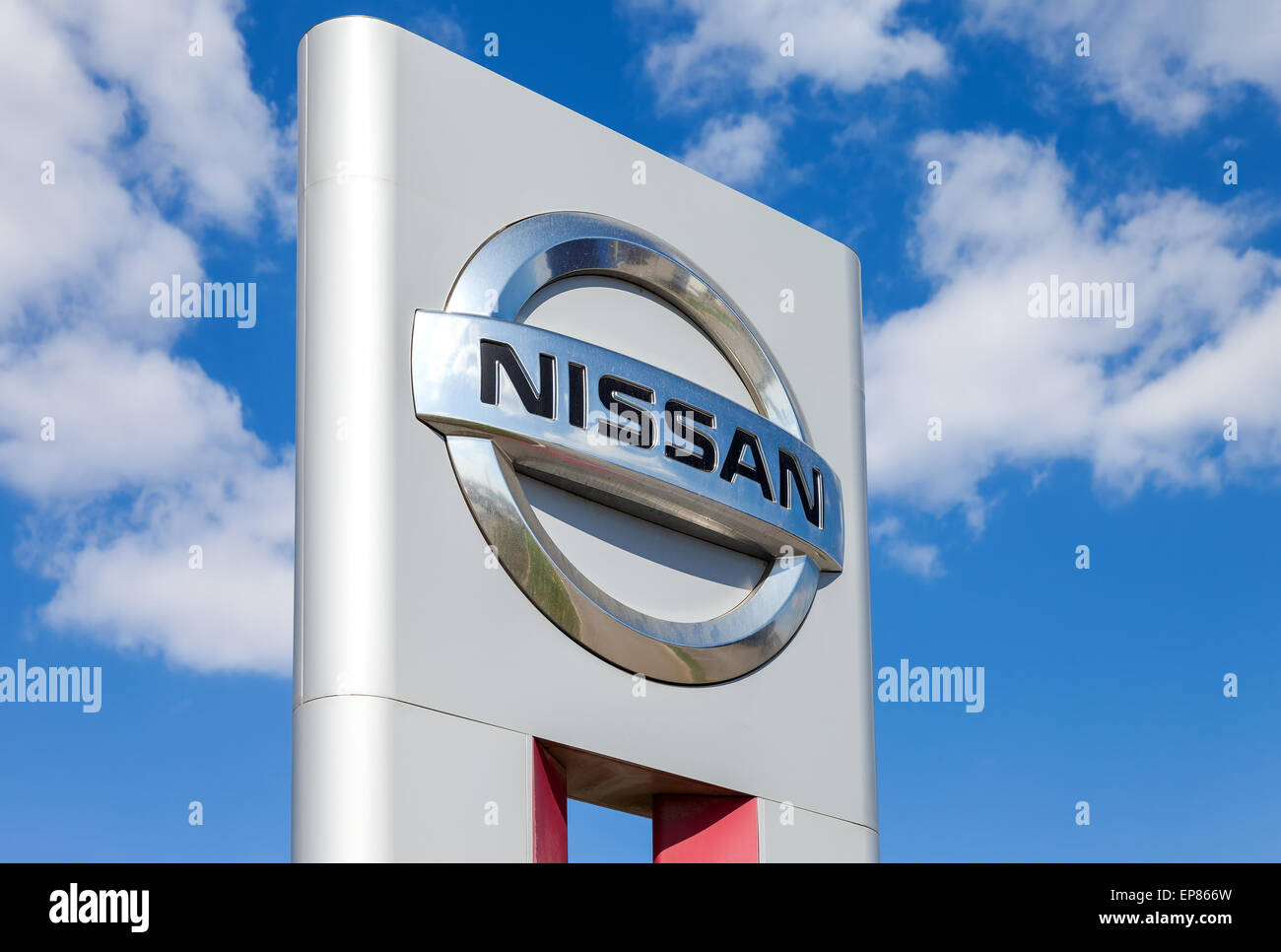 Official dealership sign of Nissan. Nissan is a Japanese multinational ...