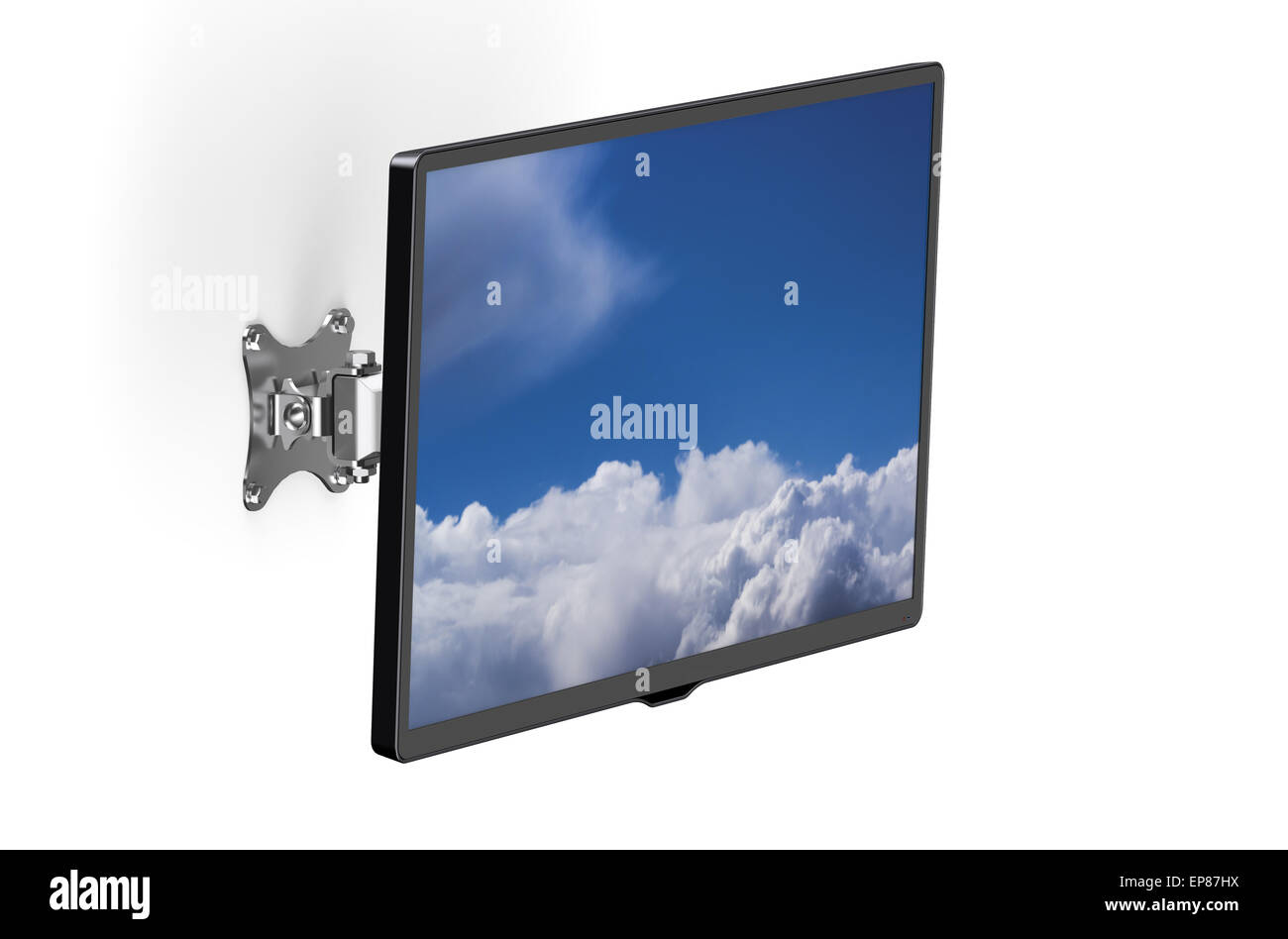 TV set with TV wall mount isolated on white background Stock Photo - Alamy