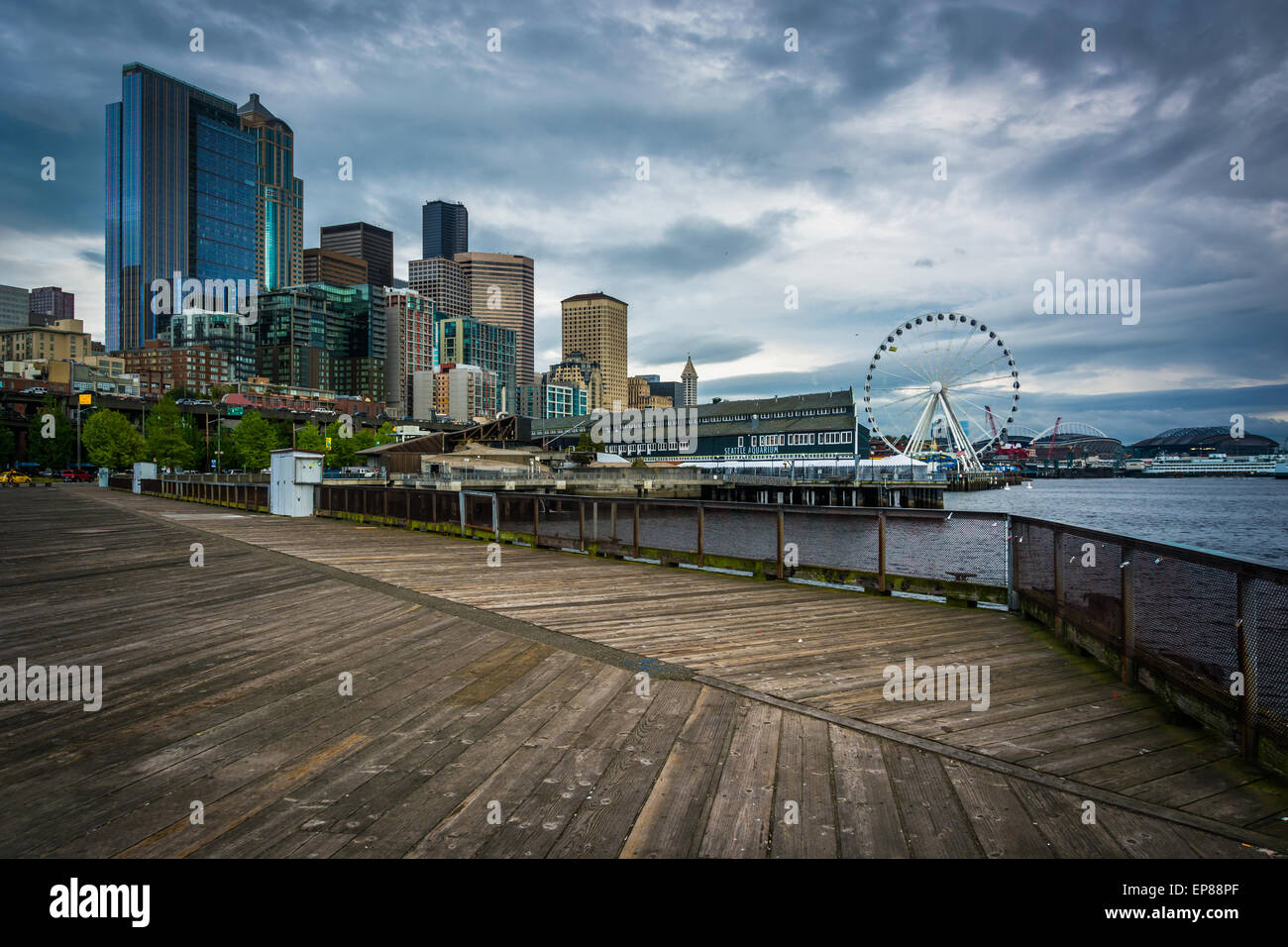 View of buildings in downtown Seattle from Piers 62 and 63, on the ...
