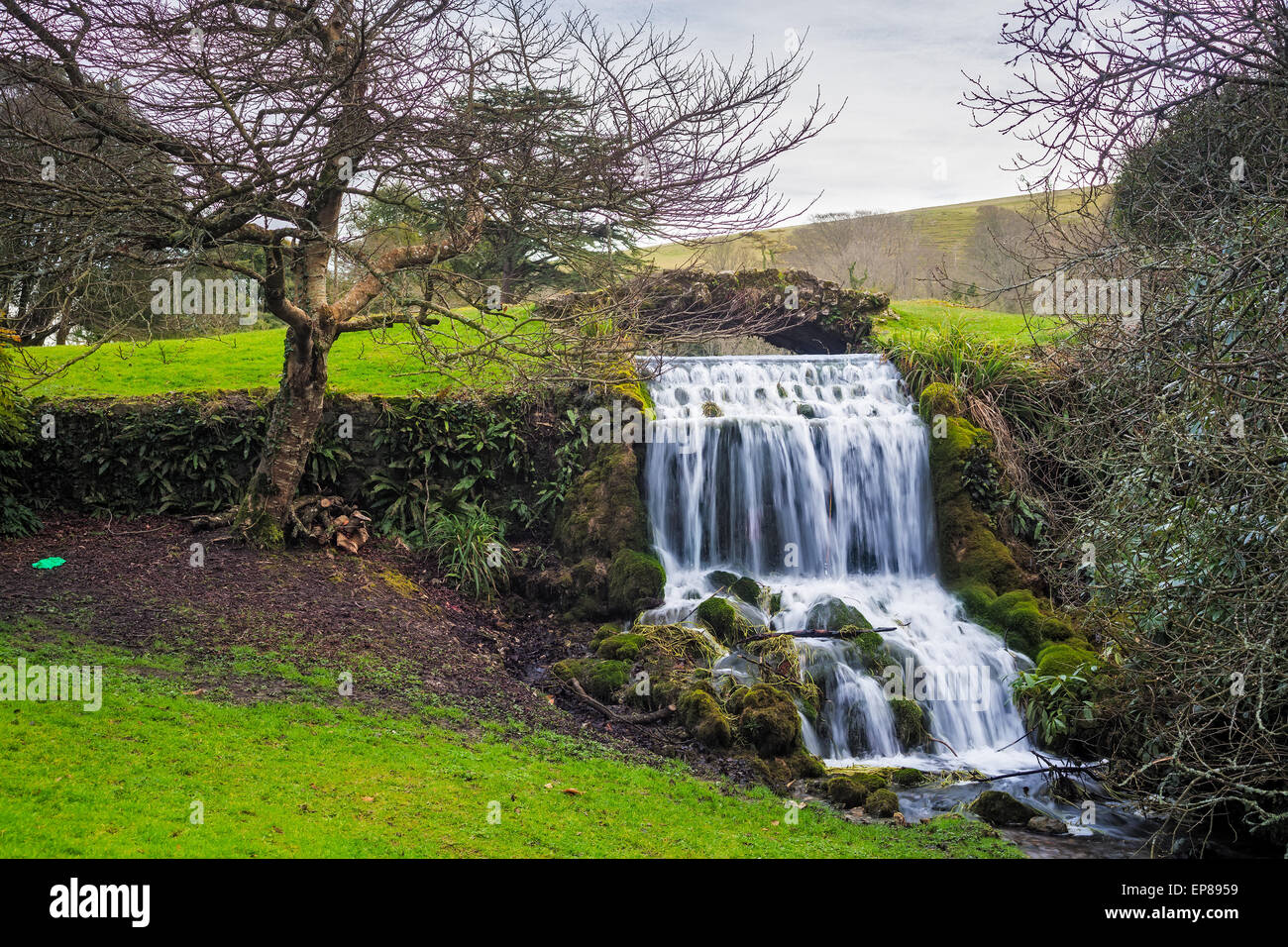 Small waterfall at the village of Little Bredy Dorset England UK Europe ...