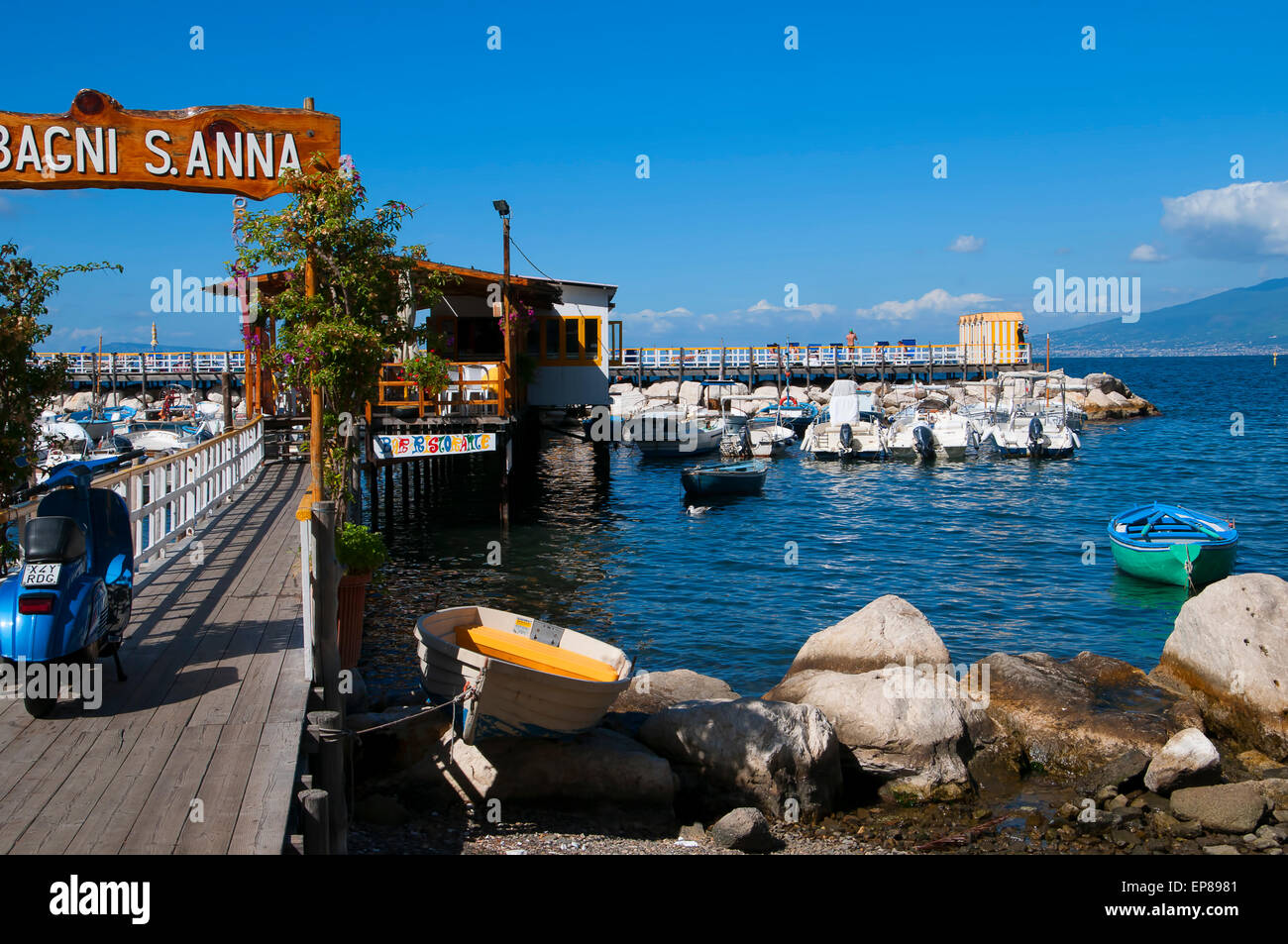 Restaurant over the Sea in Marina Grande in Sorrento Italy Stock Photo ...
