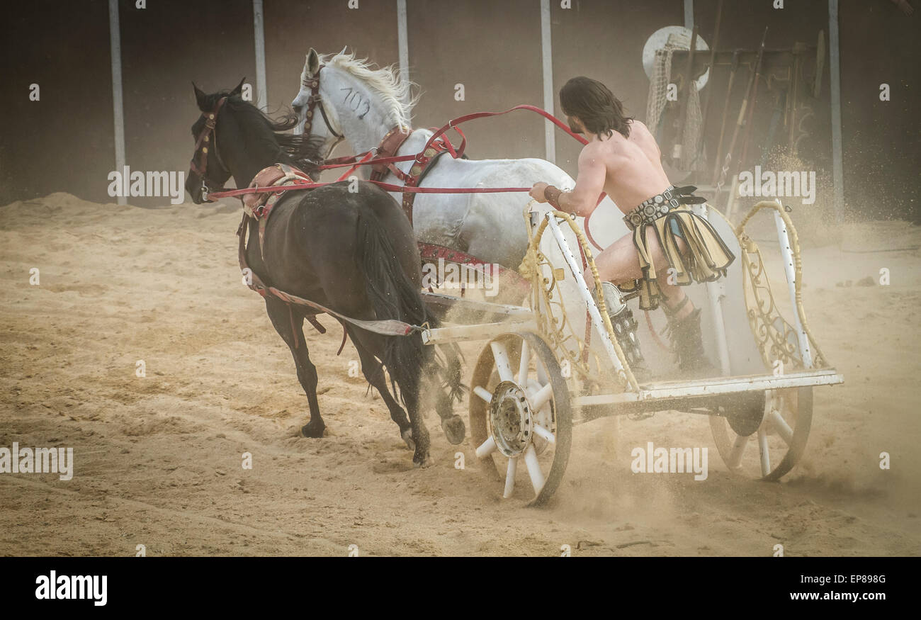 Games of thrones, chariot race in a Roman circus, gladiators and slaves ...