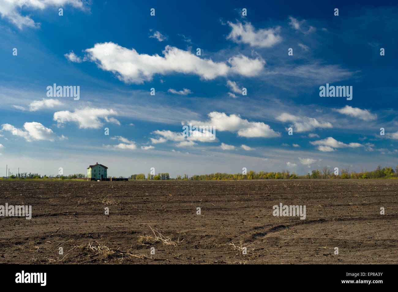Autumnal country landscape with low skies under lonely house Stock ...