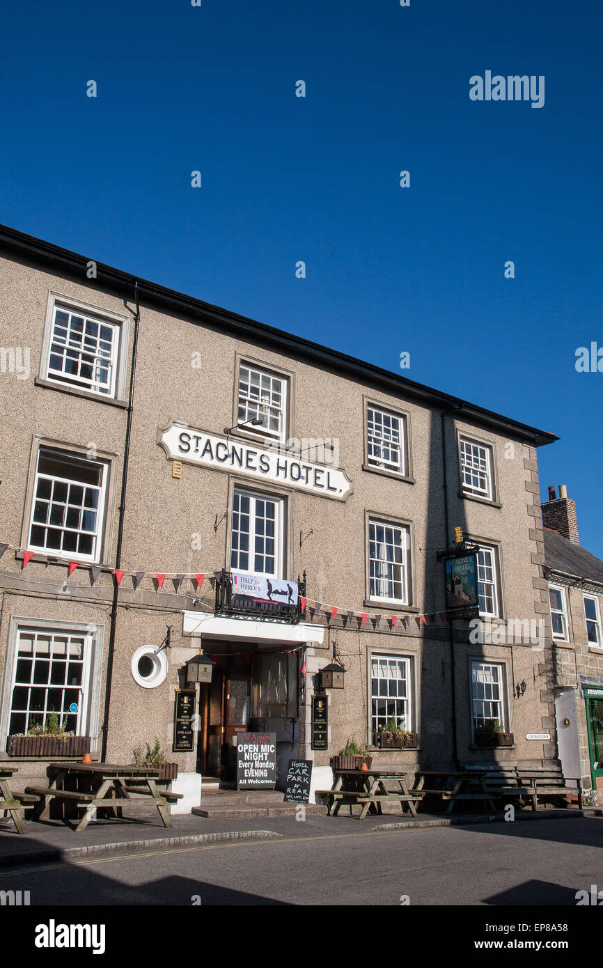St Agnes Hotel in the centre of St Agnes village, Cornwall, England ...
