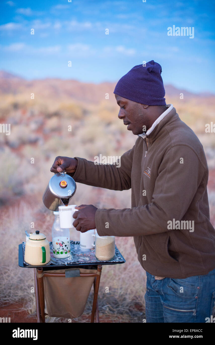 Africa, Namibia. Tok Tokkie Trails. Morning coffee being prepared Stock ...