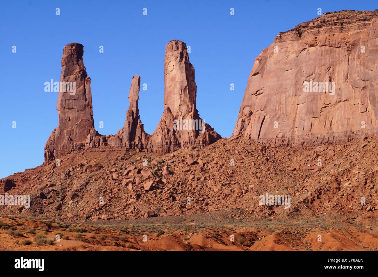 Three sisters formation, Monument Valley Stock Photo - Alamy