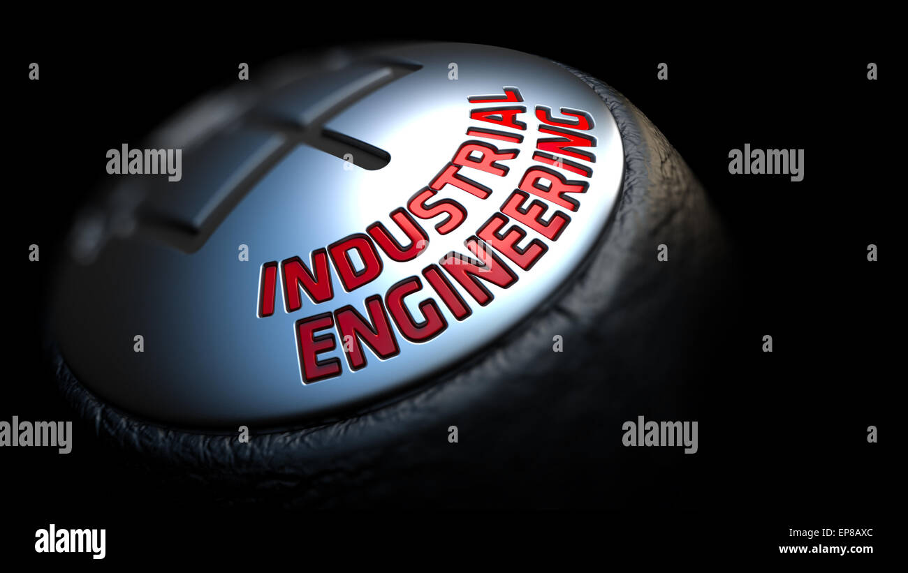 Gear Stick with Red Text Industrial Engineering on Black Background ...
