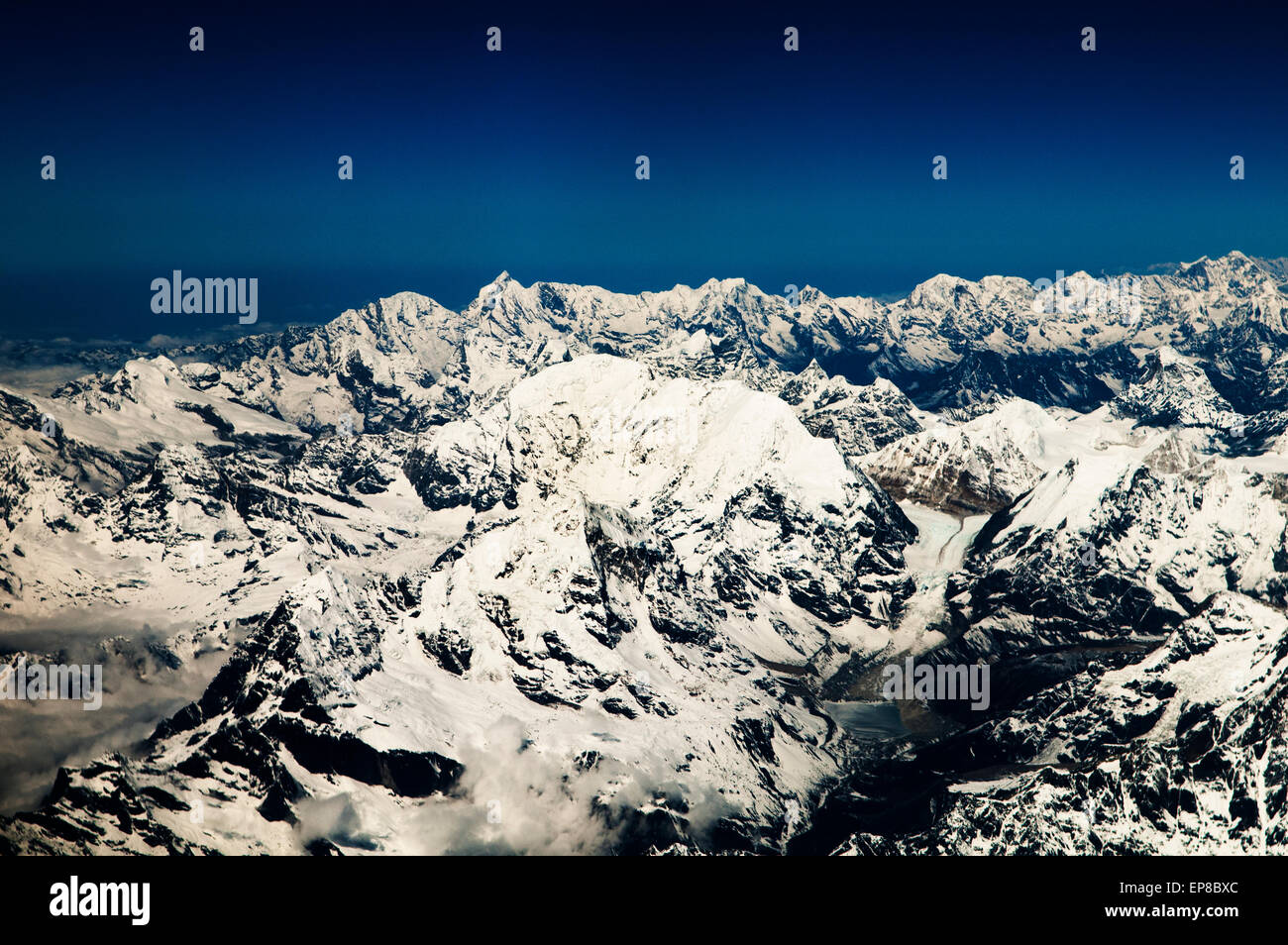 An aerial view of the Everest range from the Tibetan side of the ...