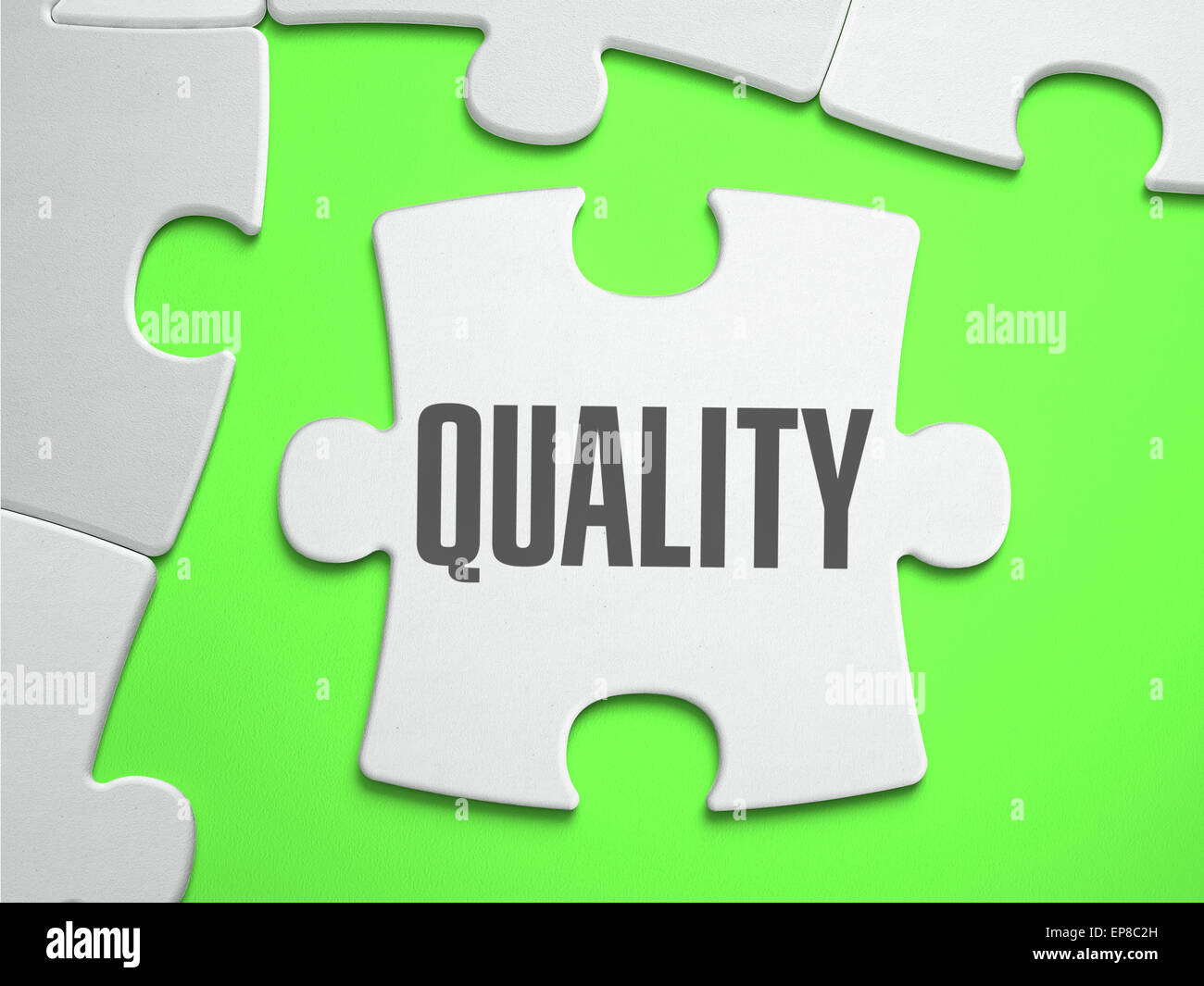 Quality - Jigsaw Puzzle with Missing Pieces. Bright Green Background ...