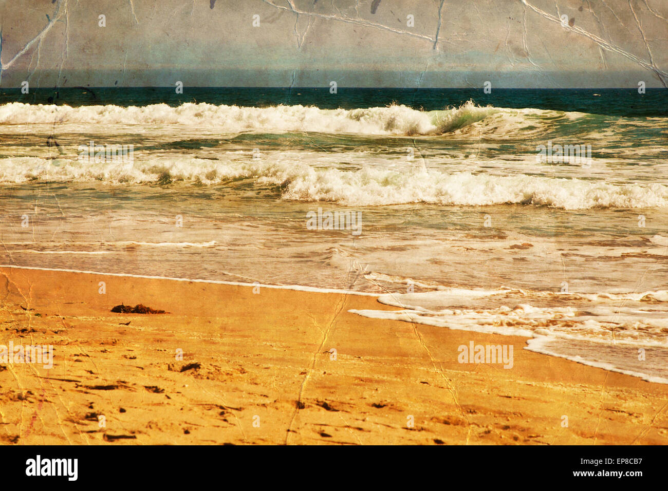 beautiful beach and tropical sea, retro photography, old paper, vintage ...