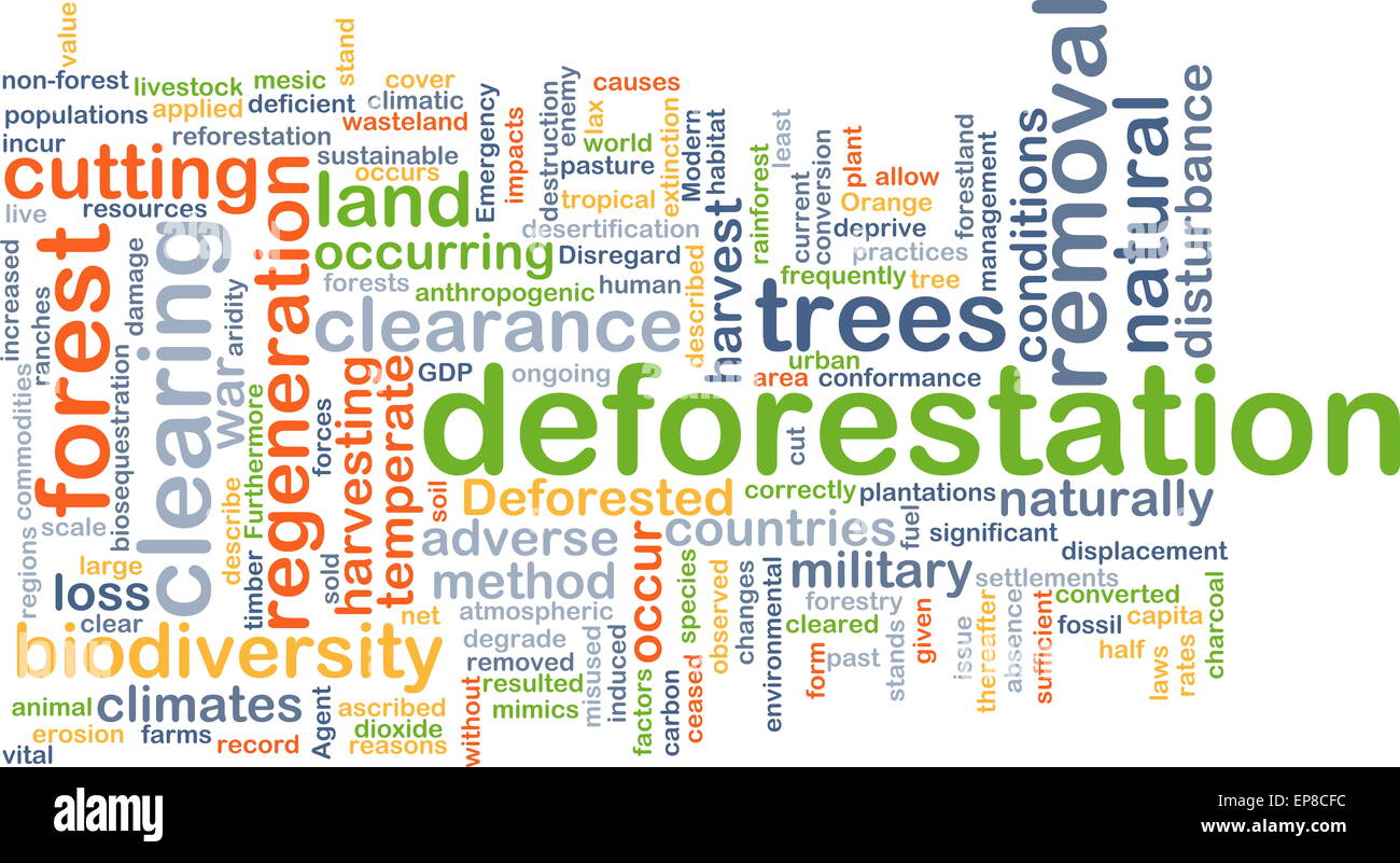 Background concept wordcloud illustration of deforestation Stock Photo ...