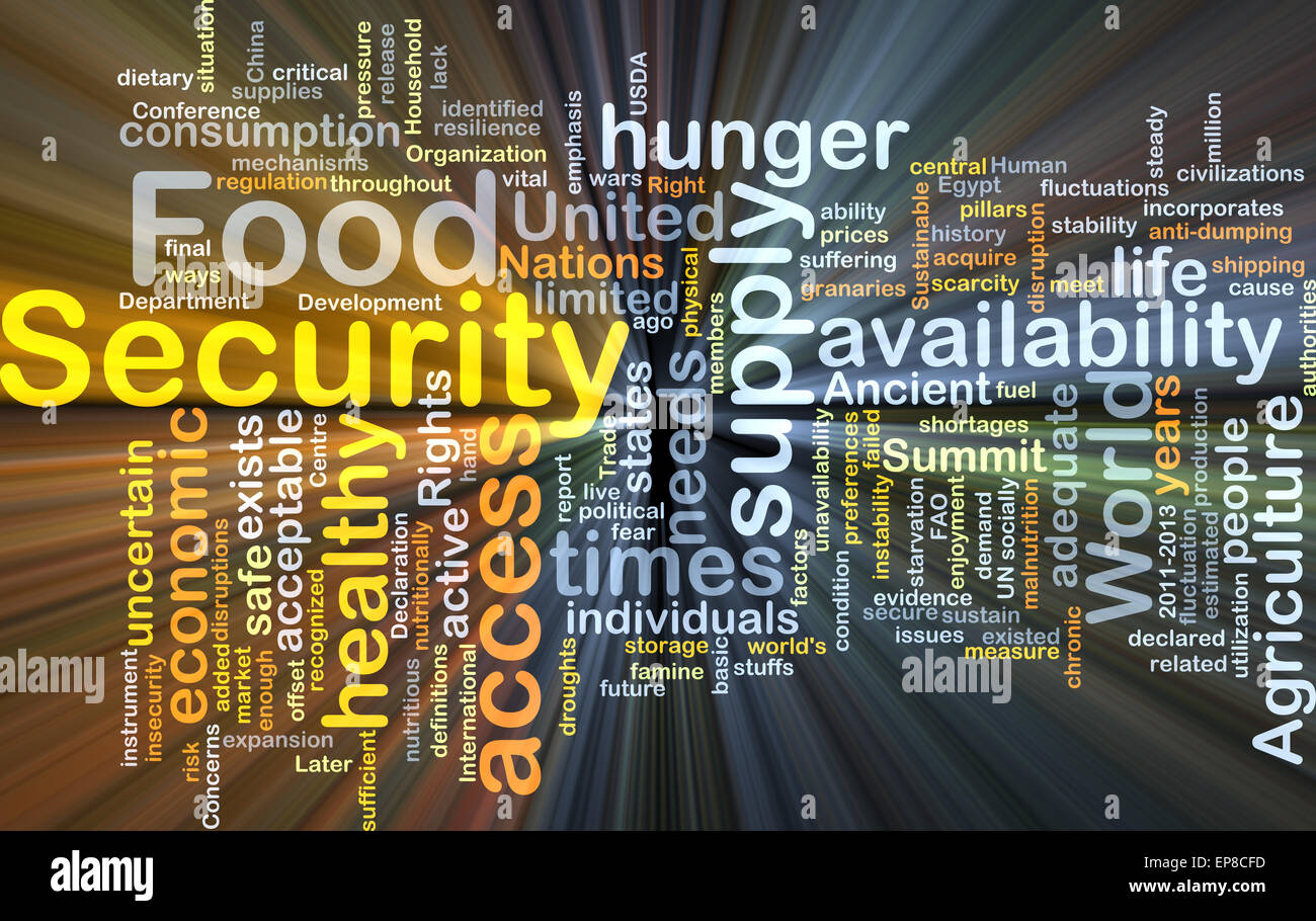 Background concept wordcloud illustration of food security glowing ...