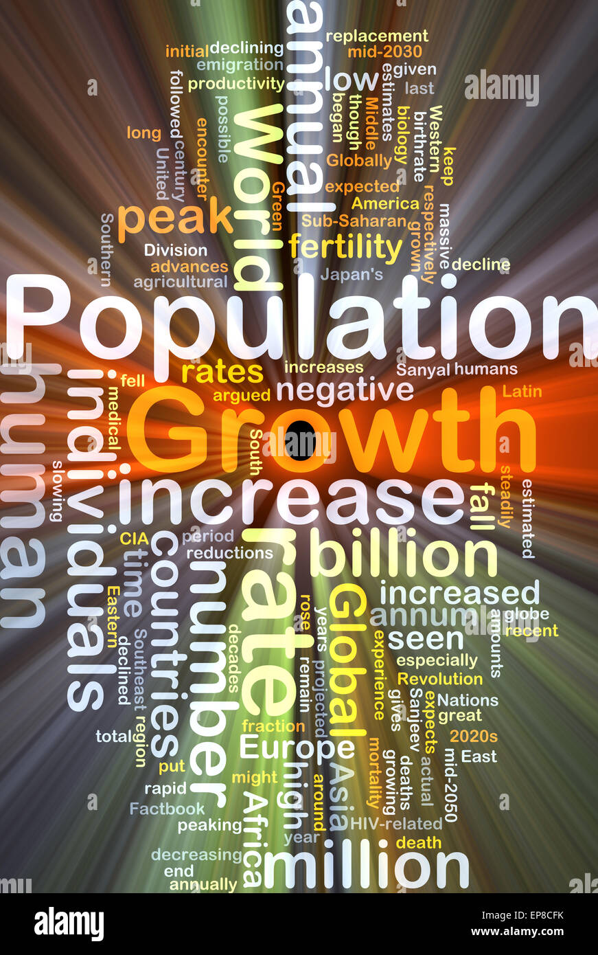 Background concept wordcloud illustration of population growth glowing ...
