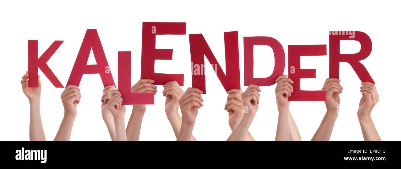 People Holding German Word Kalender Means Calendar Stock Photo - Alamy
