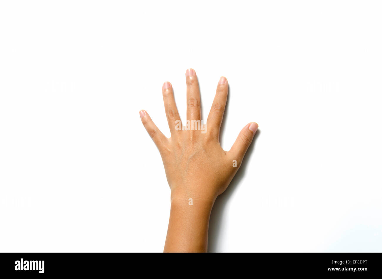 woman open hand symbol on a white background Stock Photo - Alamy