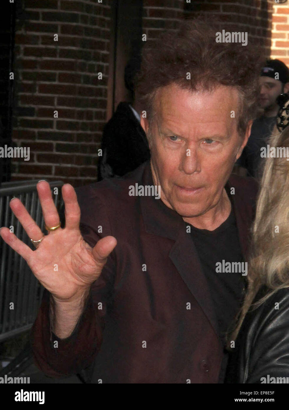 New York, New York, USA. 14th May, 2015. Singer TOM WAITS exits after ...