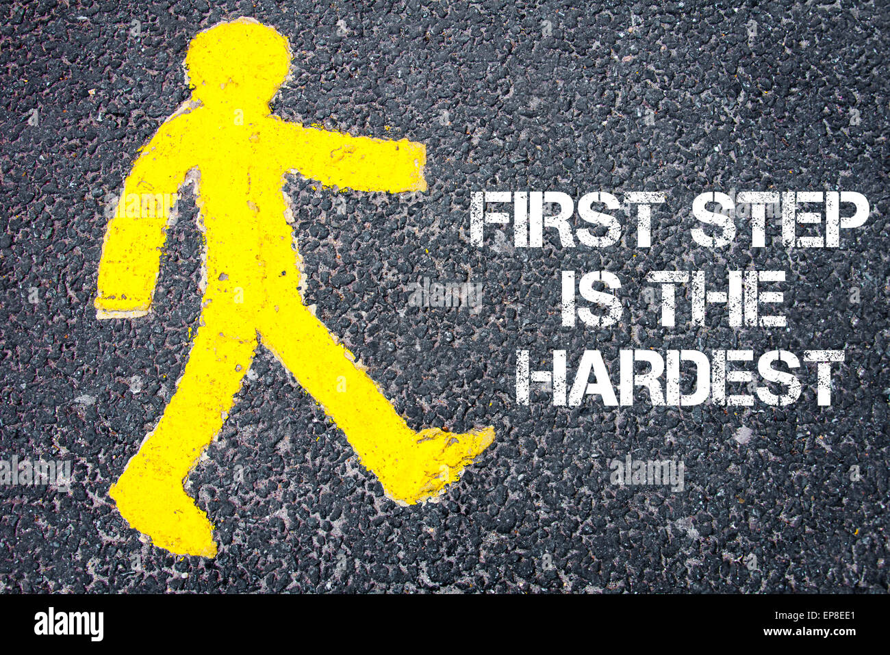 Yellow pedestrian figure on the road walking towards First Step is the ...