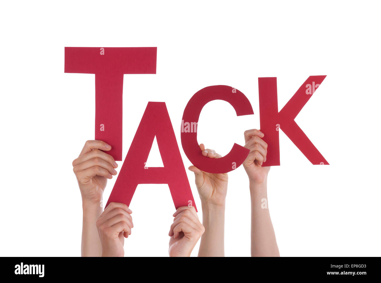 People Holding Swedish Word Tack Means Thanks Stock Photo - Alamy