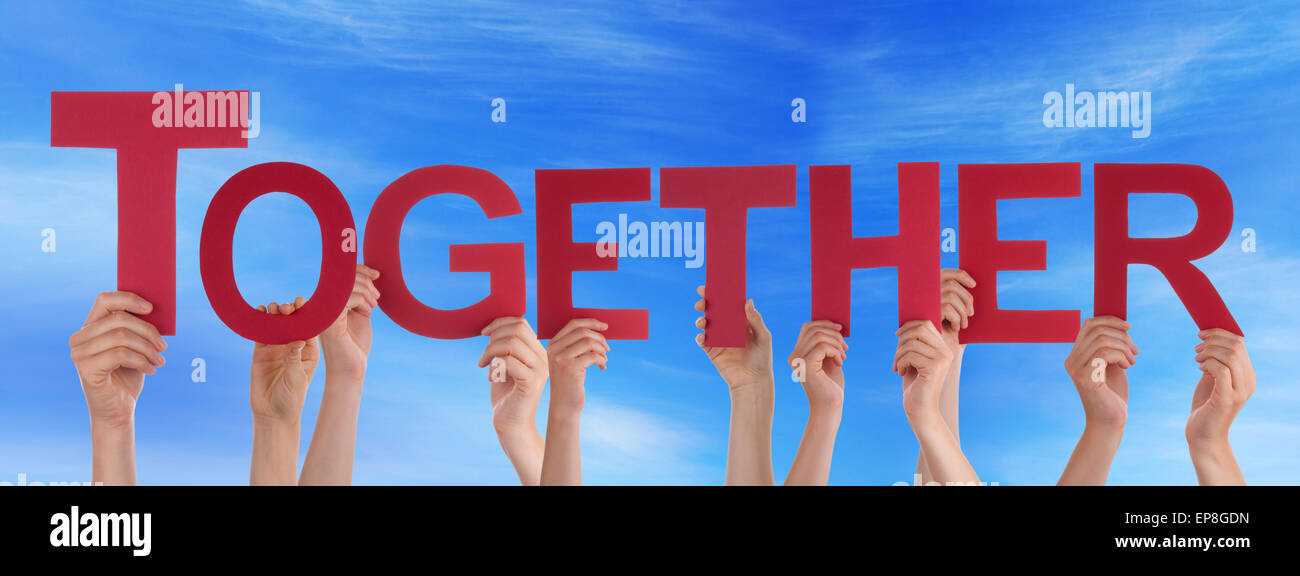 People hold red straight word hi-res stock photography and images - Alamy