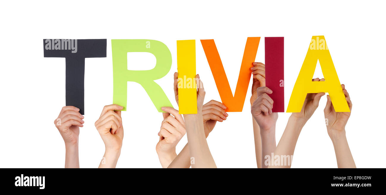 People Hands Holding Colorful Straight Word Trivia Stock Photo - Alamy