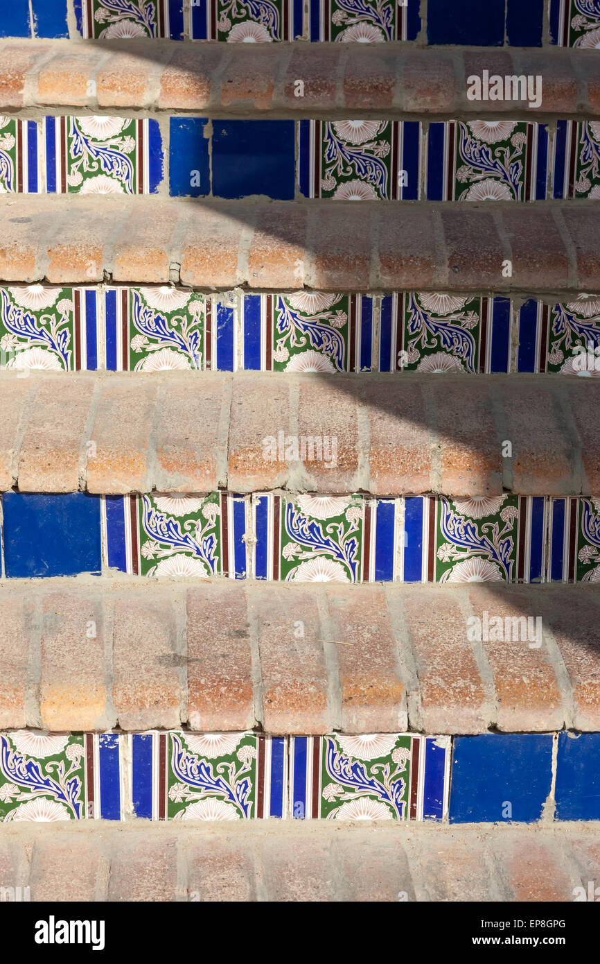 Staircase with patterned ceramic tiles Stock Photo - Alamy