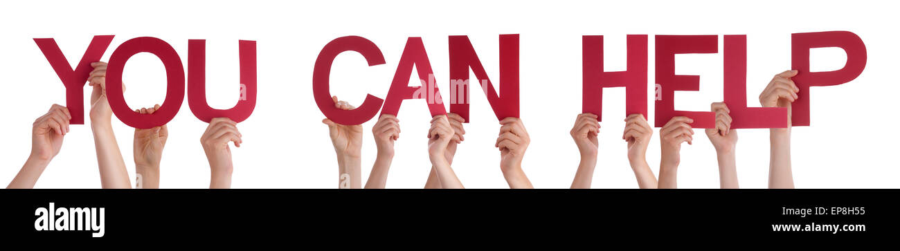 Hands Holding Red Straight Word You Can Help Stock Photo - Alamy
