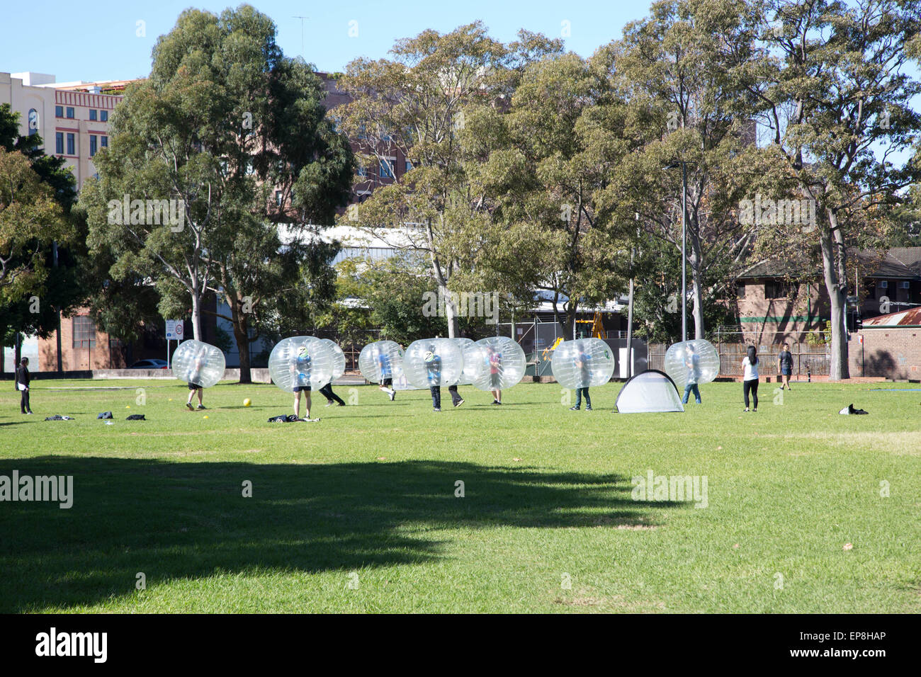 Soccer Zorbing or Bubble Soccer being played at Wentworth Park in ...