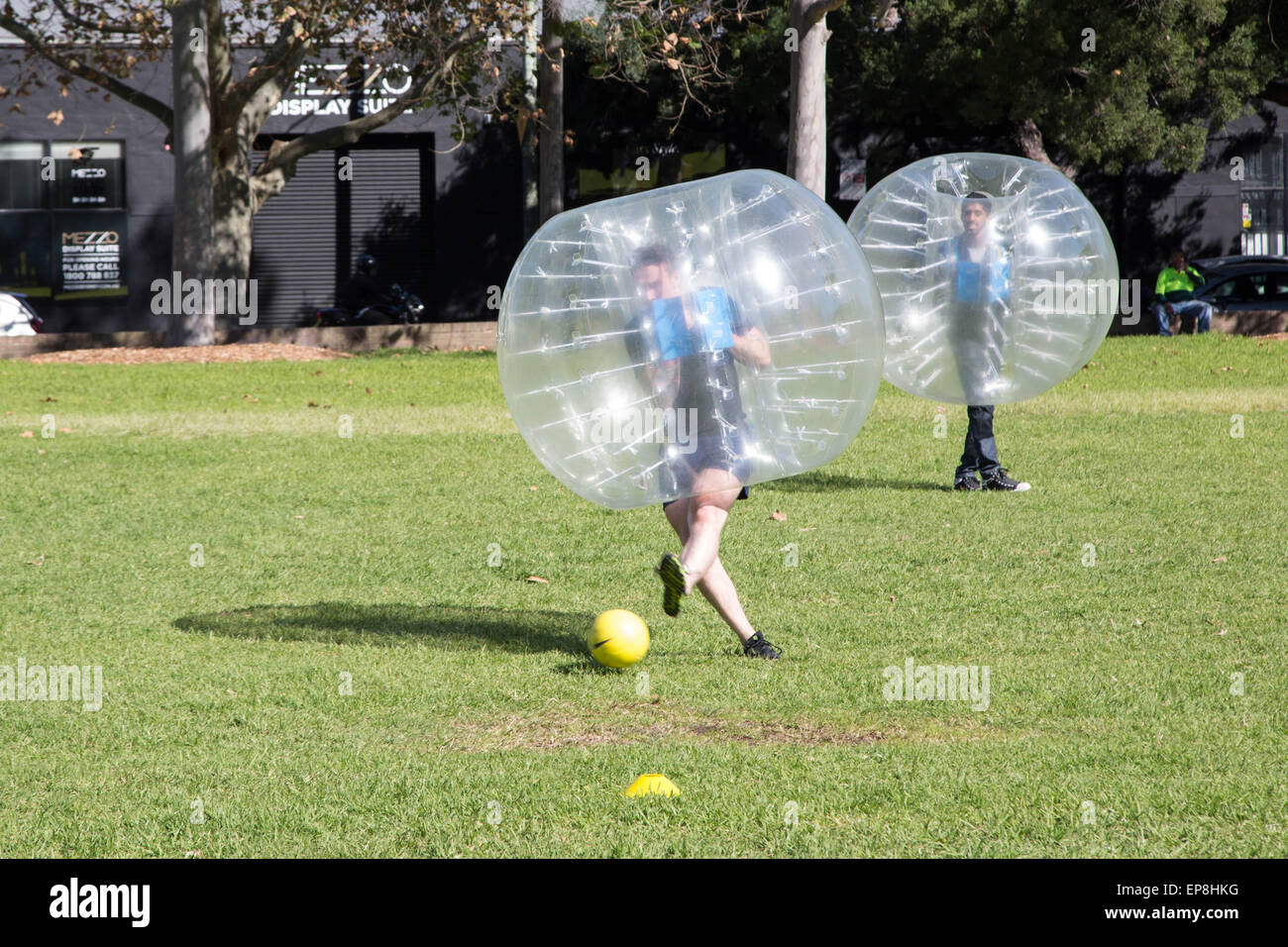 Soccer Zorbing or Bubble Soccer being played at Wentworth Park in ...