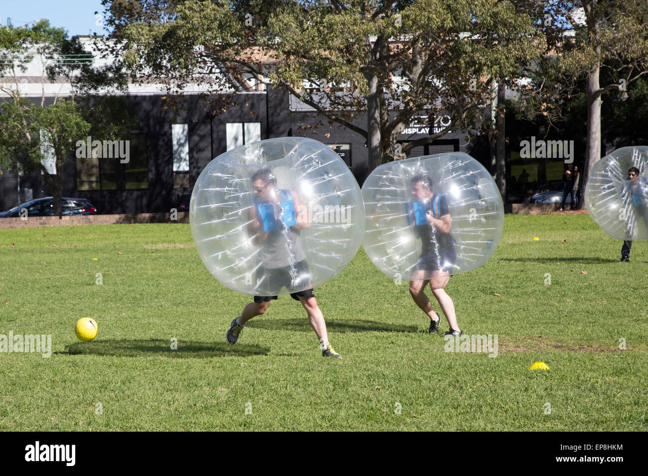 Soccer Zorbing or Bubble Soccer being played at Wentworth Park in ...