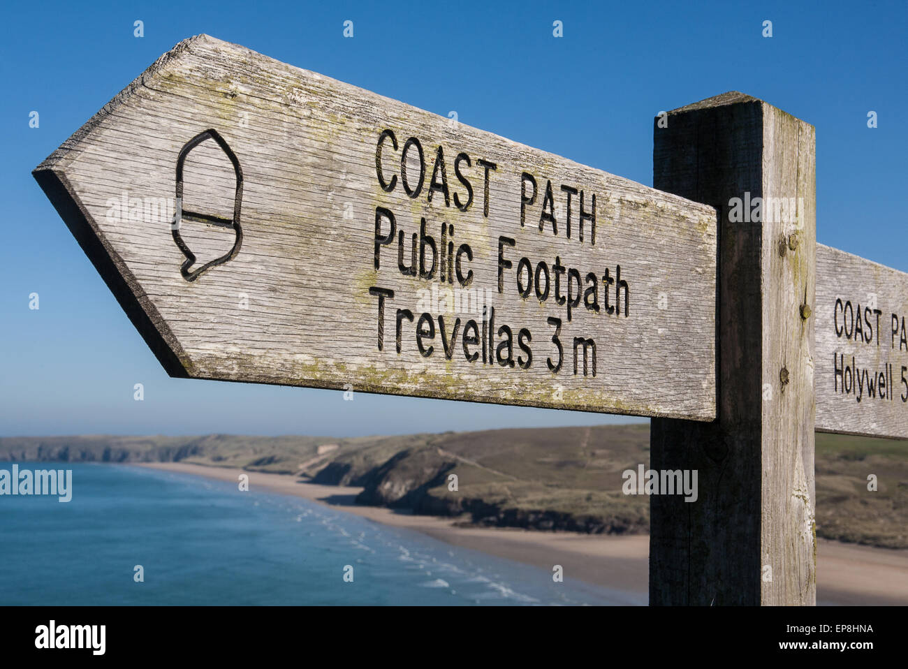 Signpost for South West Coast Path, Britain's longest footpath and a ...