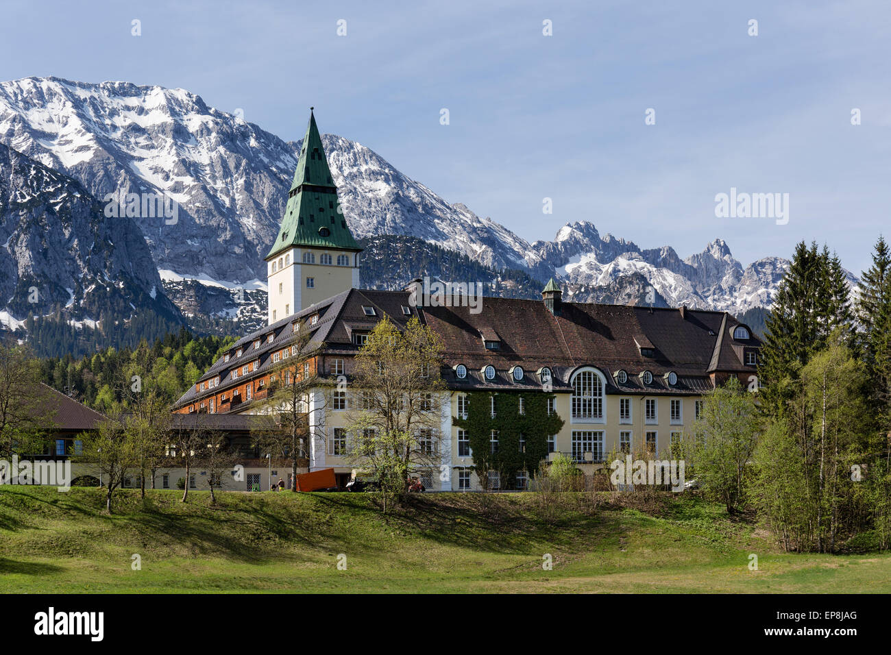 Schloss Elmau castle hotel, venue of the G7 summit in 2015, Klais ...