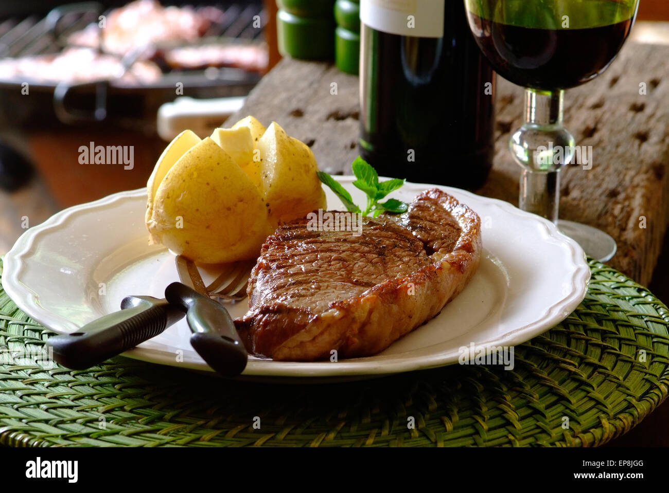 Rump steak on the open fire braai is a favourite meal in South Africa ...