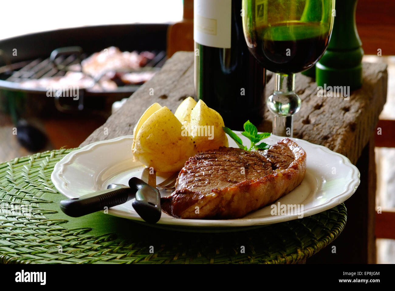 Rump steak on the open fire braai is a favourite meal in South Africa ...