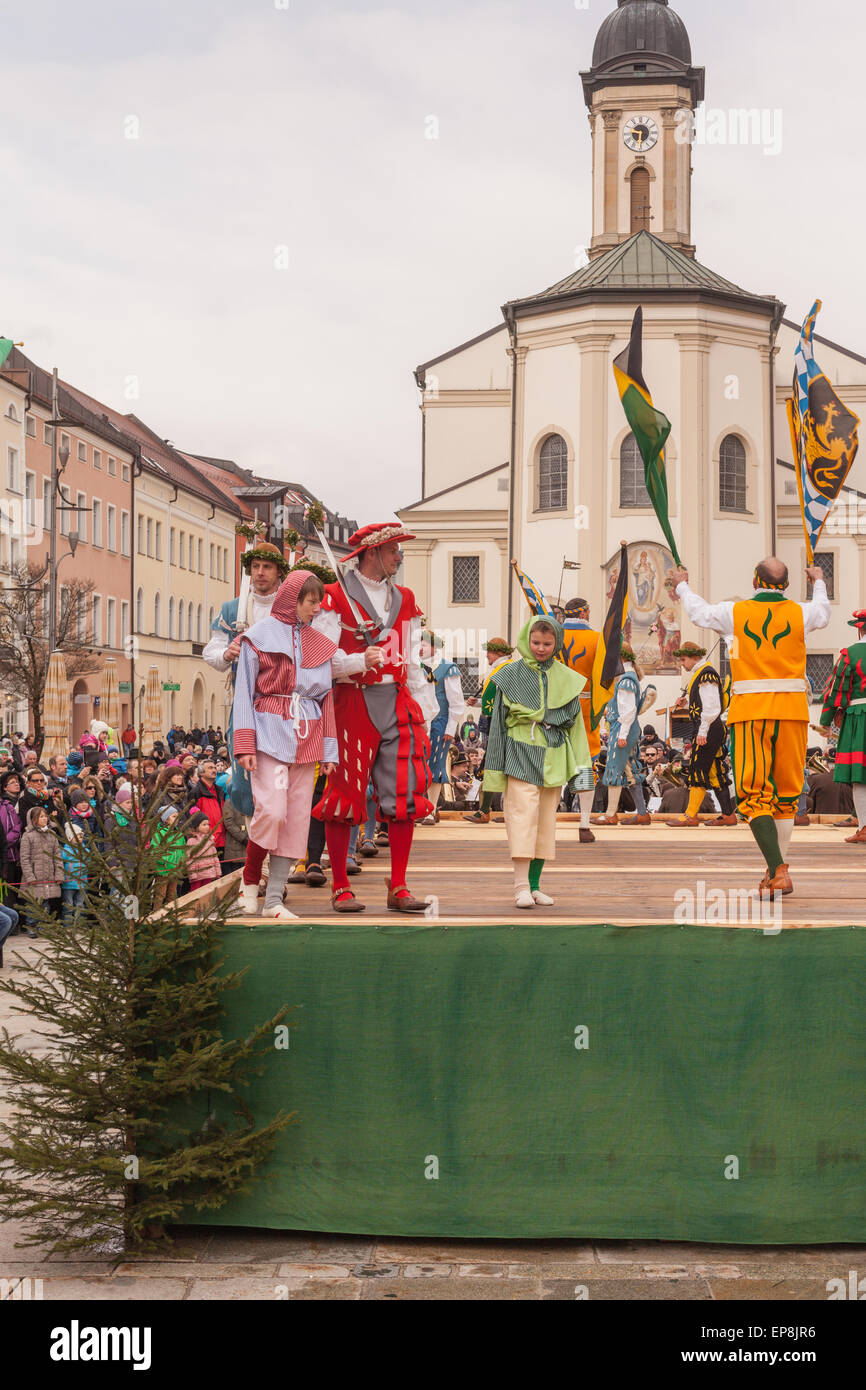 Traunstein/Germany/Bavaria, April 06th: Historical sword dance at the ...