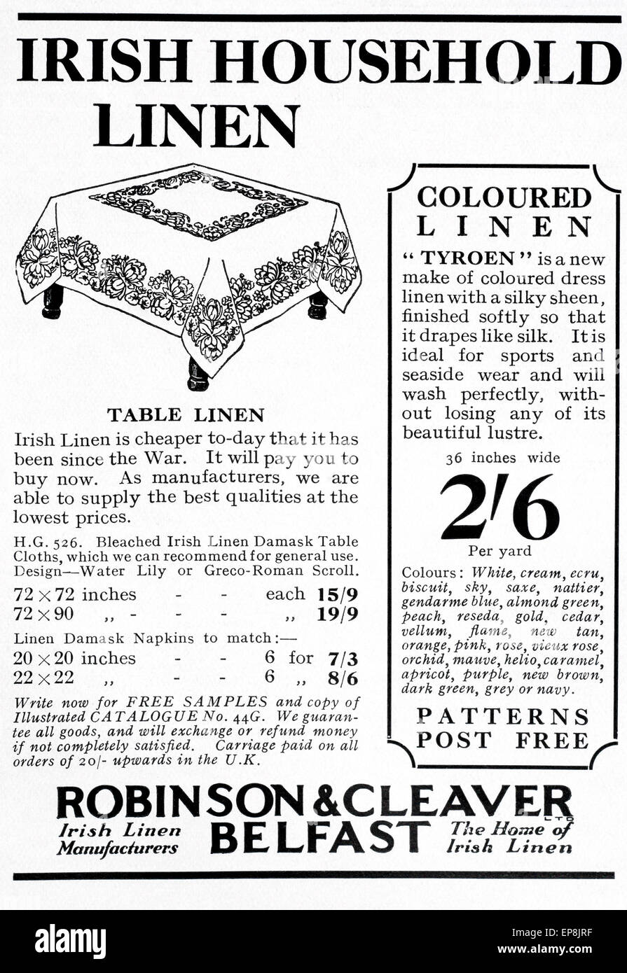 Irish linen hi-res stock photography and images - Alamy