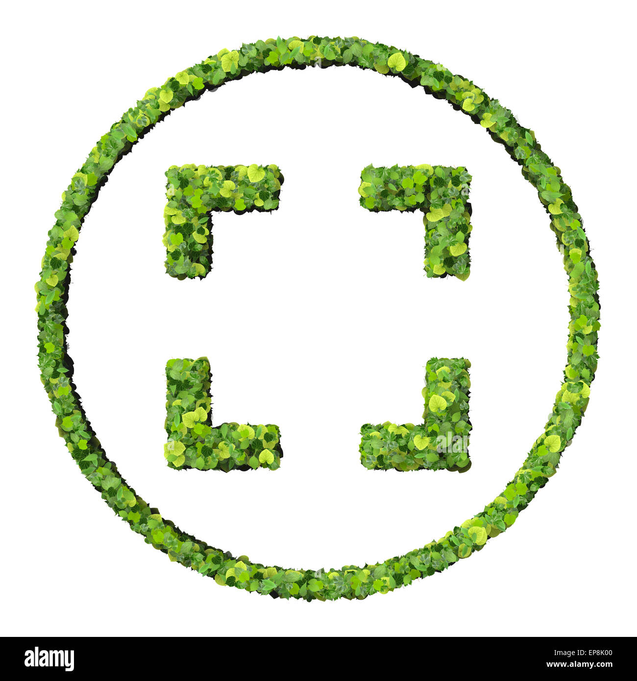 Media control full screen made from green leaves isolated on white ...