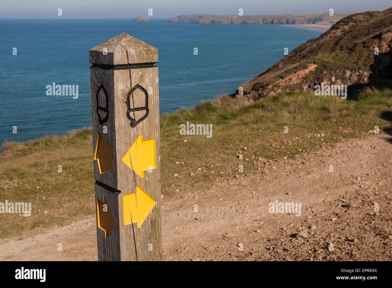 Signpost on South West Coast Path, Britain's longest footpath and a ...