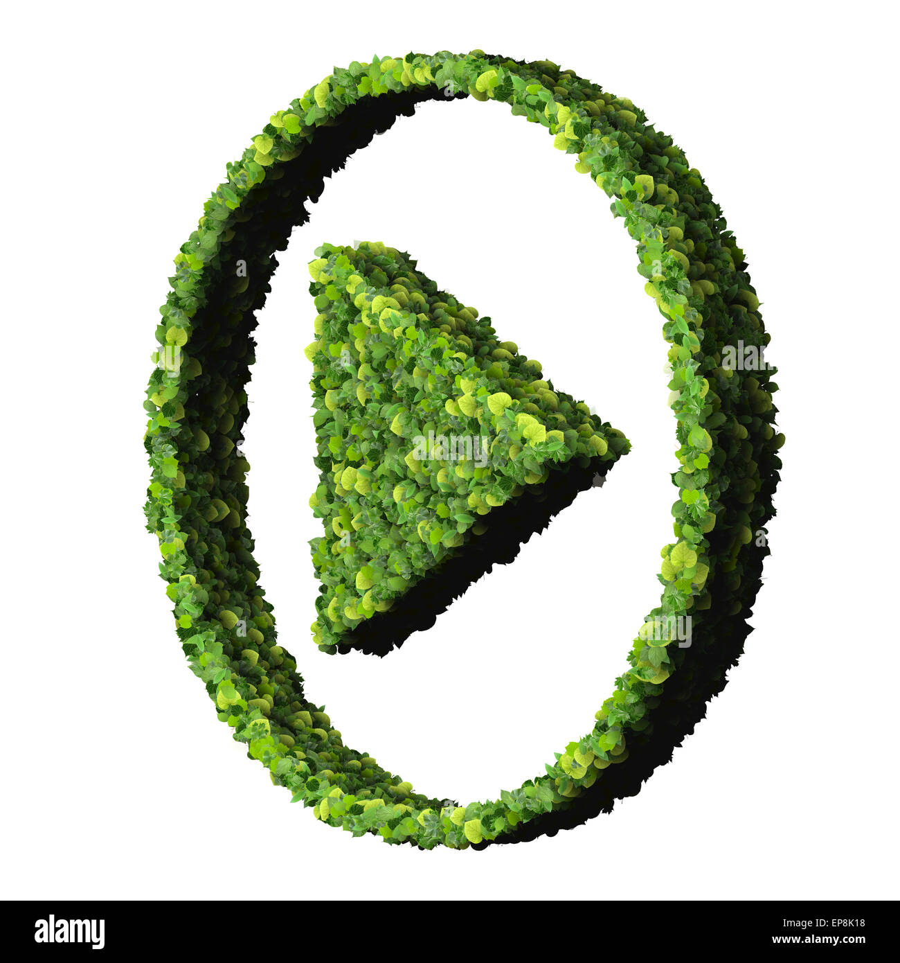 Media control reverse play eco icon made from green leaves isolated on ...