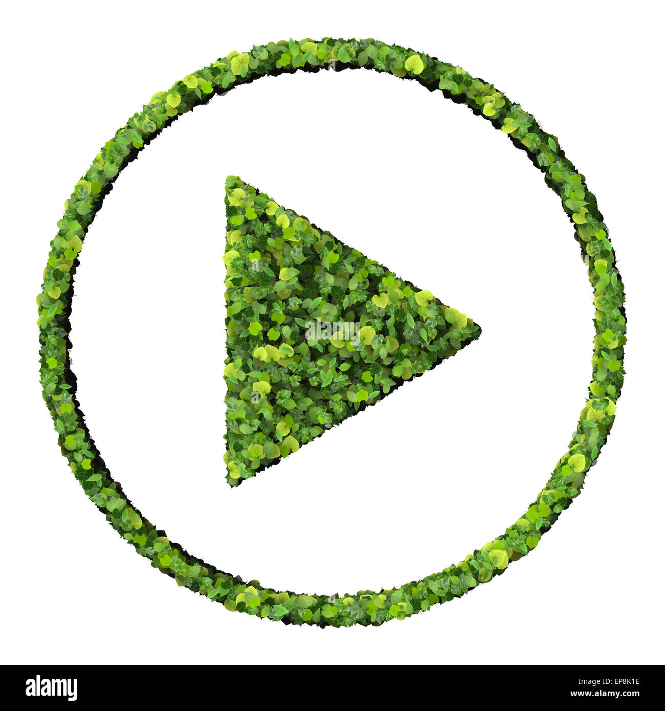 Media control reverse play eco icon made from green leaves isolated on ...