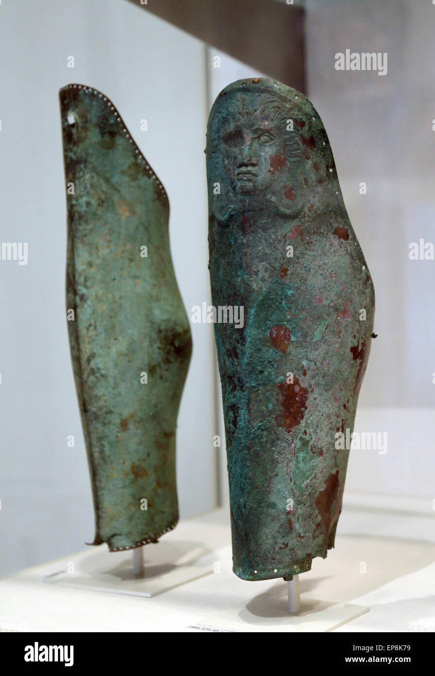 Bronze greave (shin guard). Greek, 4th century B.C. Metropolitan Museum ...