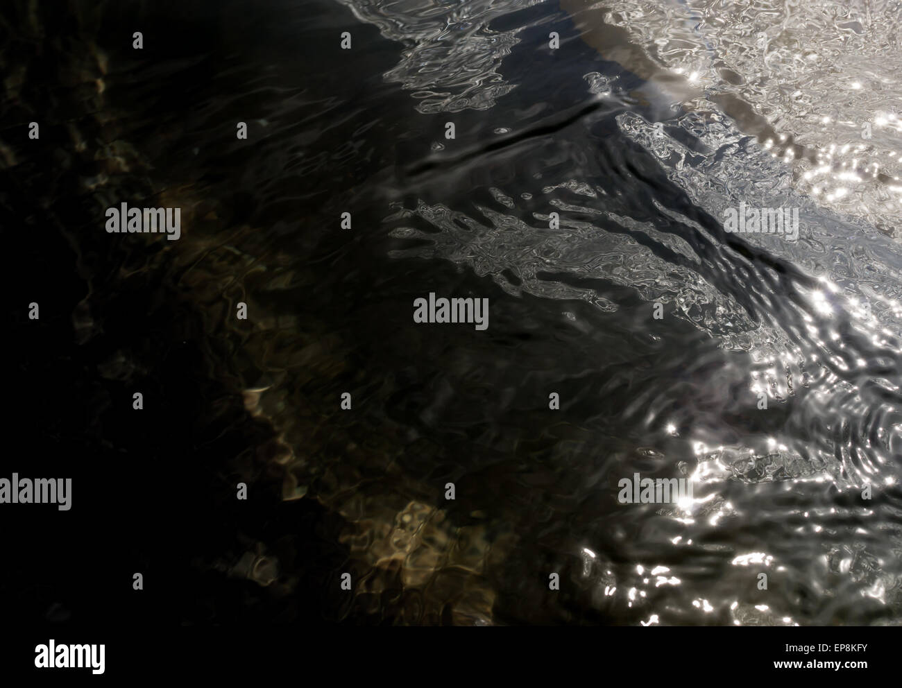 Calm well from a pool of sea water catching sunlight with copyspace ...