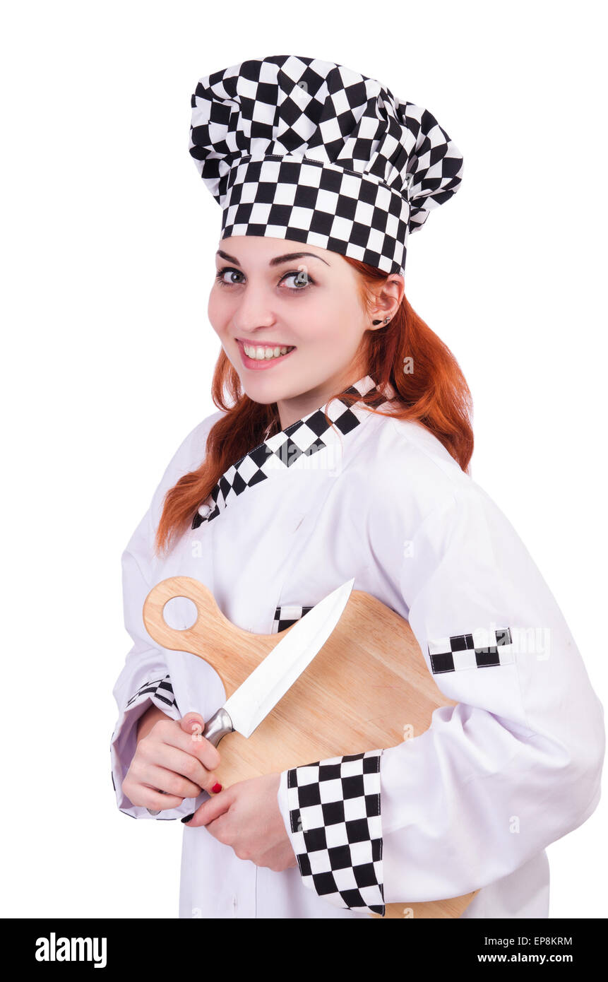 Woman cook isolated on the white Stock Photo - Alamy
