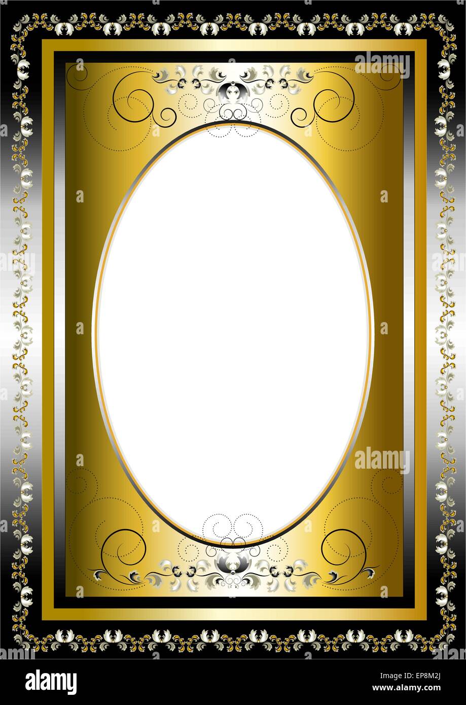 Vintage frame with gold and silver items Stock Vector Image & Art - Alamy